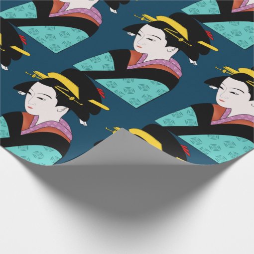 Cute Japanese Geisha Wrapping Paper | Zazzle