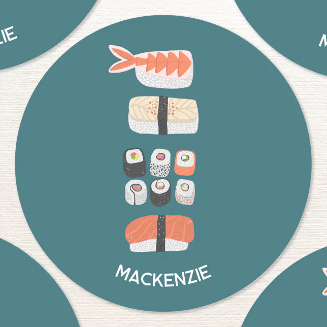 Cute Japanese Sushi Personalized Classic Round Sticker | Zazzle