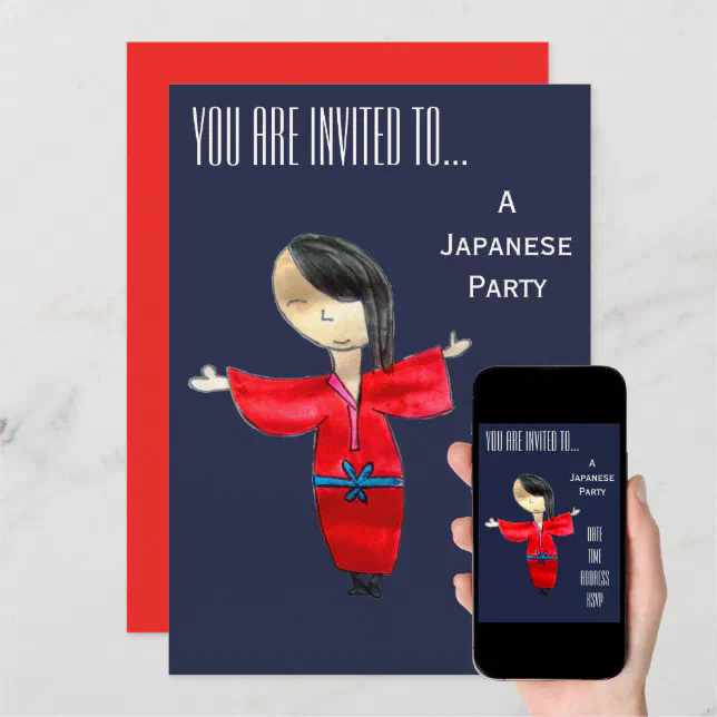 Cute Japanese themed Japan party Invitation | Zazzle