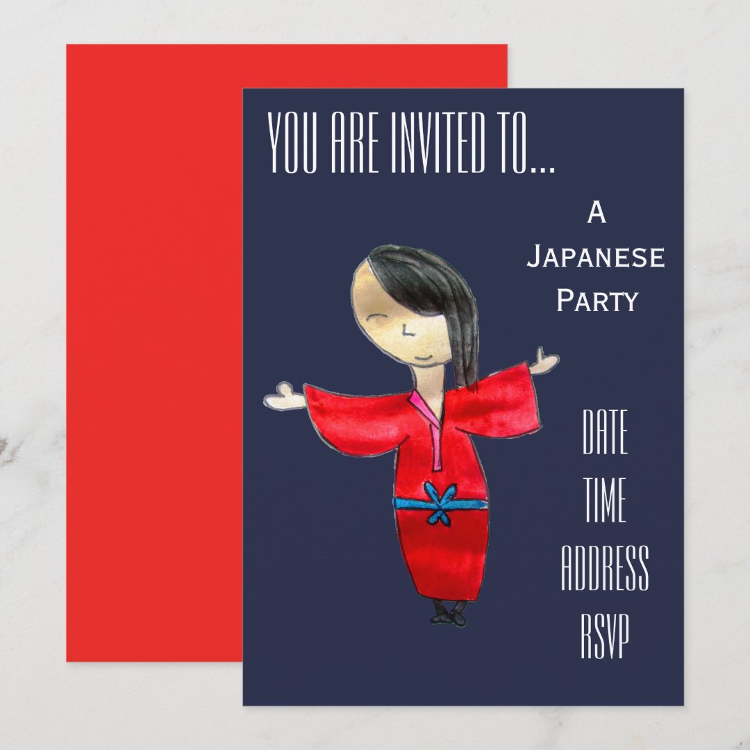 Cute Japanese themed Japan party Invitation | Zazzle