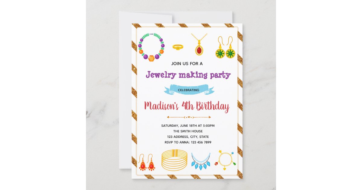 Cute Jewelry making party invitation | Zazzle