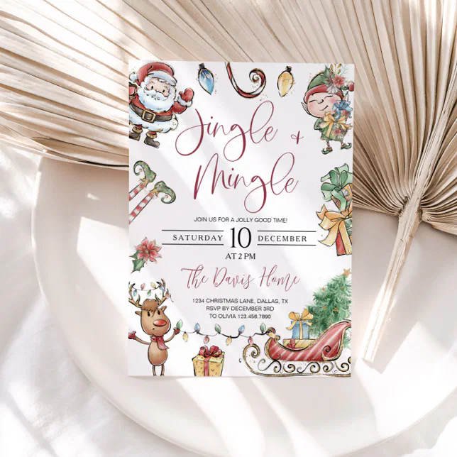 Cute Jingle and Mingle Christmas Party Invitation | Zazzle
