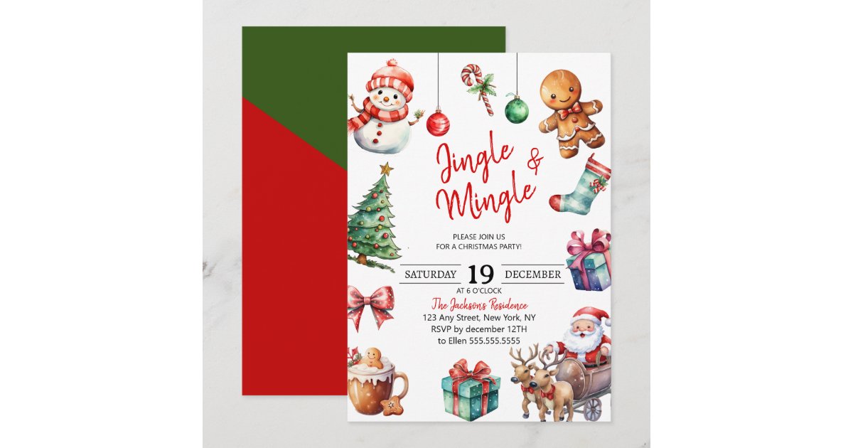 Cute Jingle & Mingle Christmas Party Invitation | Zazzle