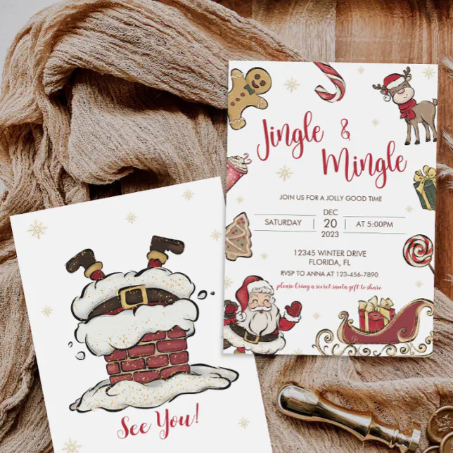 Cute Jingle & Mingle Christmas Party Invitation | Zazzle