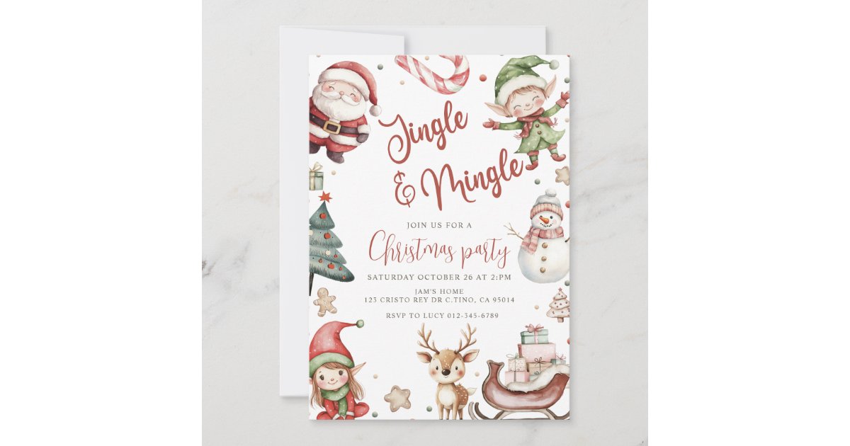 Cute Jingle & Mingle Christmas Party Invitation | Zazzle