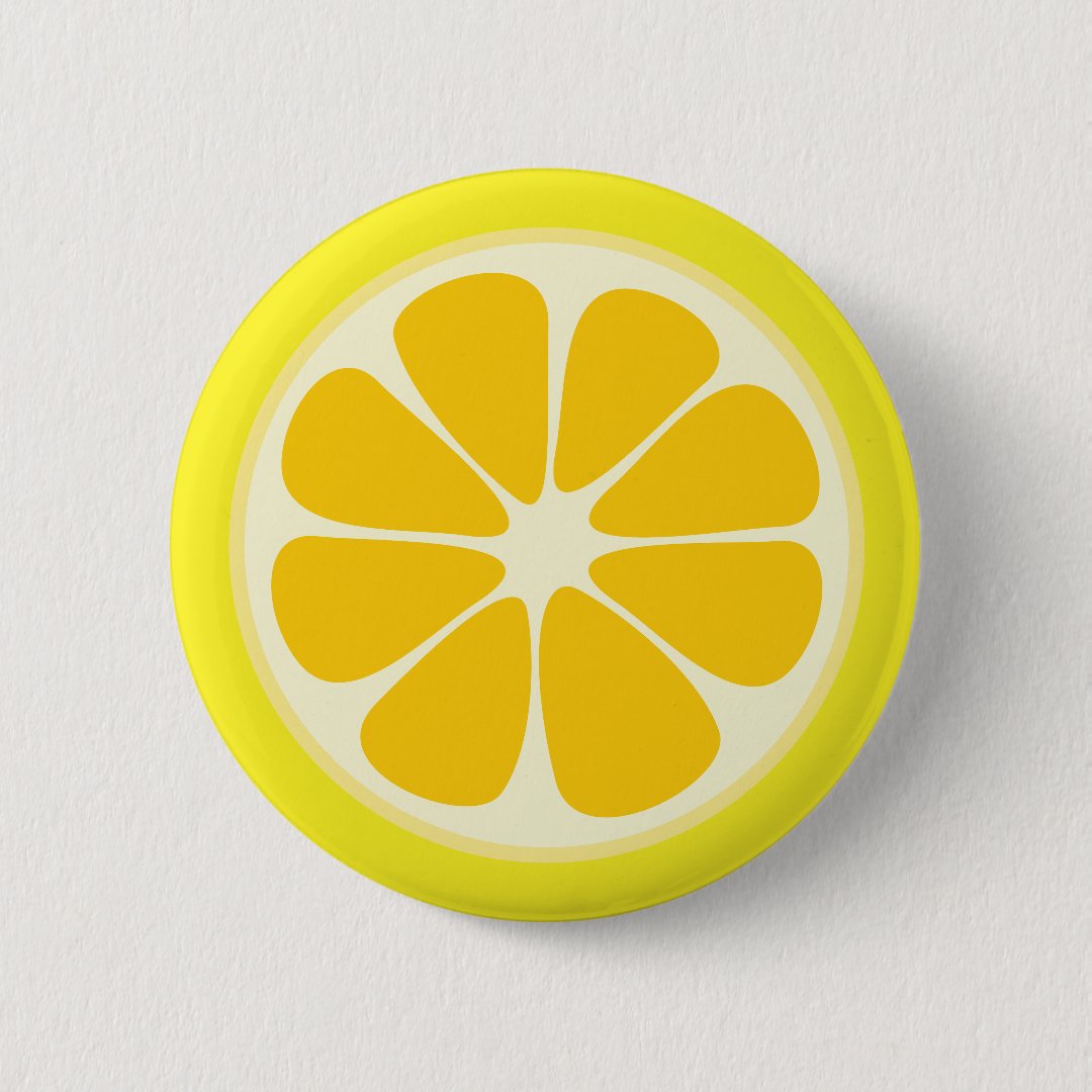 Cute Juicy Citrus Lemon Tropical Fruit Slice Button | Zazzle