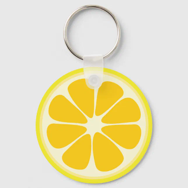 Cute Juicy Citrus Lemon Tropical Fruit Slice Keychain | Zazzle
