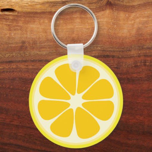 Cute Juicy Citrus Lemon Tropical Fruit Slice Keychain | Zazzle