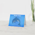 Cute Jumping Glitter Like Cartoon Blue Dolphin Thank You Card | Zazzle