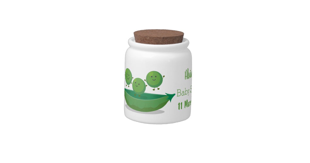 Cute Jumping Peas In Pod Cartoon Illustration Candy Jar Zazzle