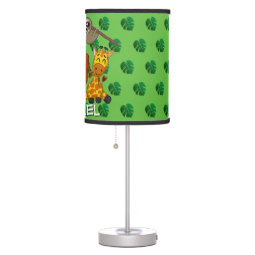 Cute Jungle Animal Green Cartoon Rainforest Safari Table Lamp | Zazzle