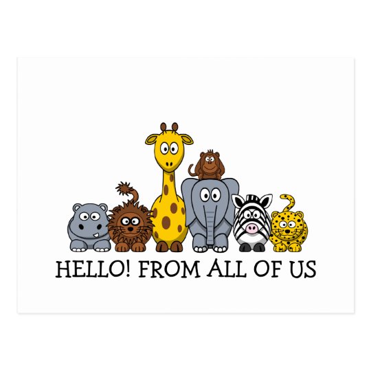 CUTE JUNGLE ANIMALS ADD YOUR TEXT POSTCARD | Zazzle.com