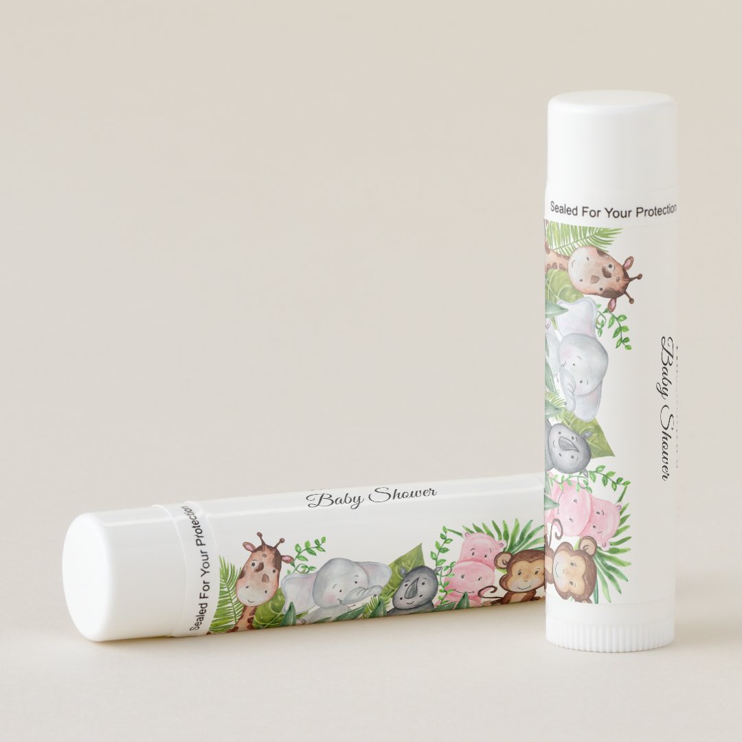 Cute Jungle Animals Baby Shower Lip Balm | Zazzle