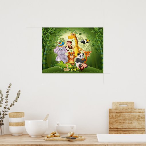 Cute jungle animals Poster | Zazzle