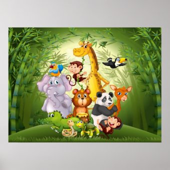 Cute jungle animals Poster | Zazzle
