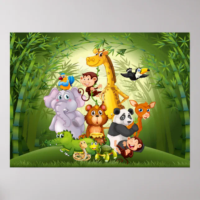 Cute jungle animals Poster | Zazzle