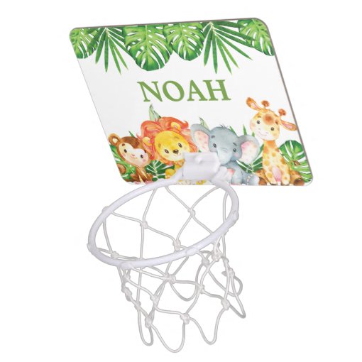 Cute Jungle Animals Safari Greenery Mini Basketball Hoop | Zazzle