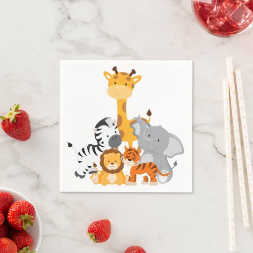 Cute Jungle Baby Animal Paper Napkins | Zazzle