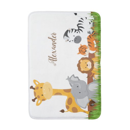 Cute Jungle Baby Animals Bath Mat | Zazzle