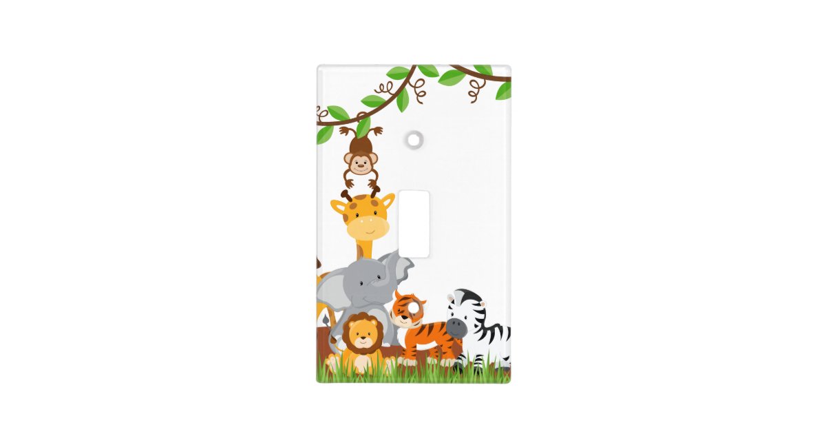 Cute Jungle Baby Animals Light Switch Cover | Zazzle