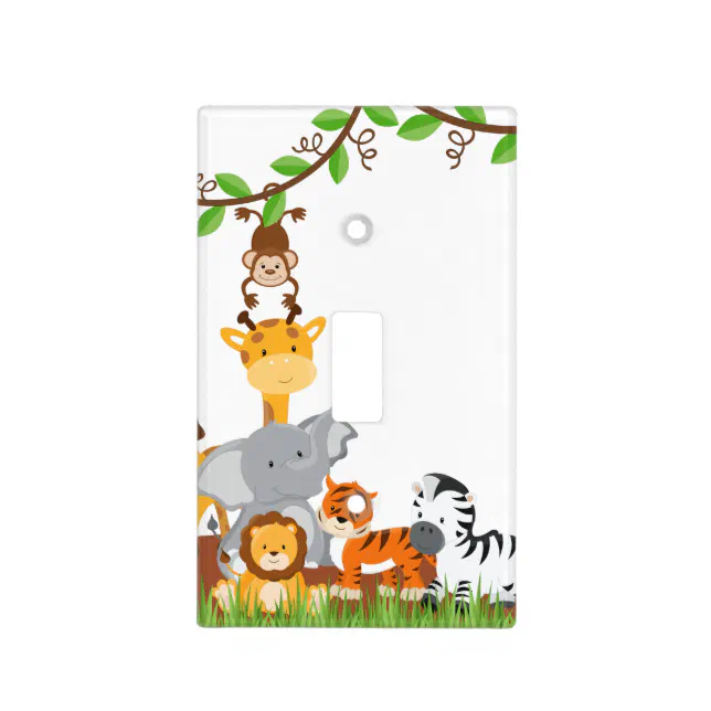 Cute Jungle Baby Animals Light Switch Cover | Zazzle