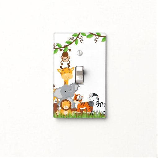 Cute Jungle Baby Animals Light Switch Cover | Zazzle