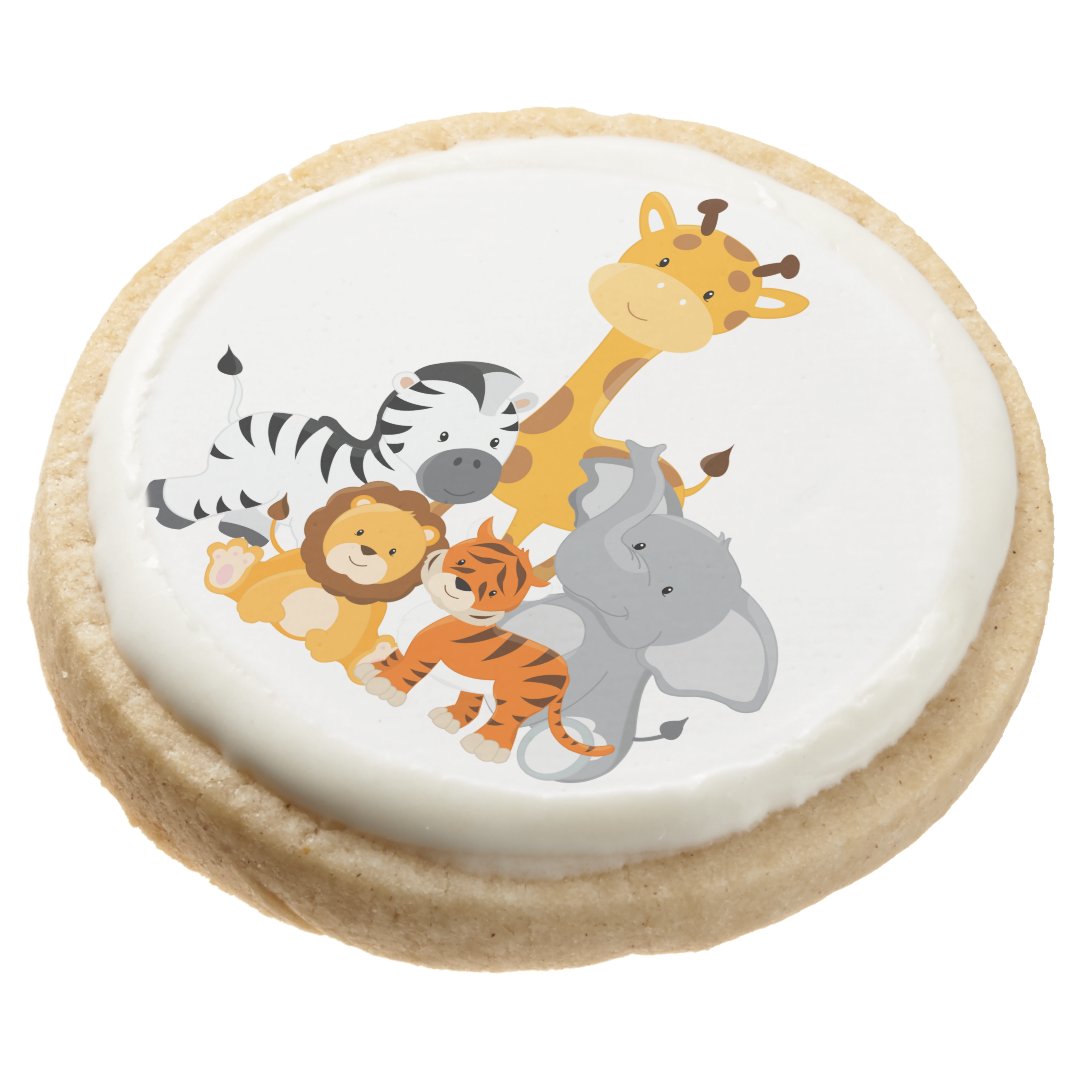 Cute Jungle Baby Animals Shortbread Cookies | Zazzle