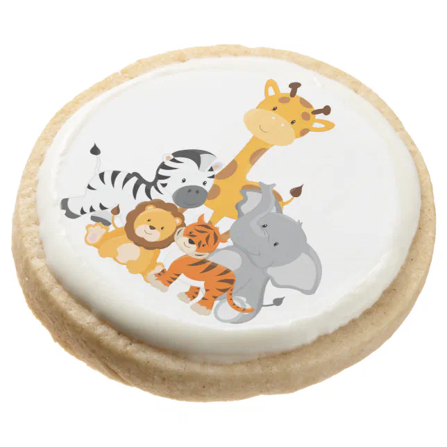 Cute Jungle Baby Animals Shortbread Cookies | Zazzle