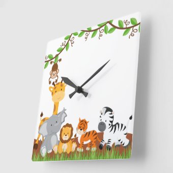 Cute Jungle Baby Animals Wall Clocks | Zazzle