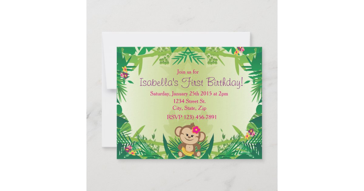 Cute Jungle Monkey Celebration Invitation | Zazzle