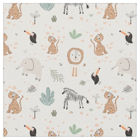 Cute Baby Tiger Animal Safari Jungle Pattern Fabric | Zazzle