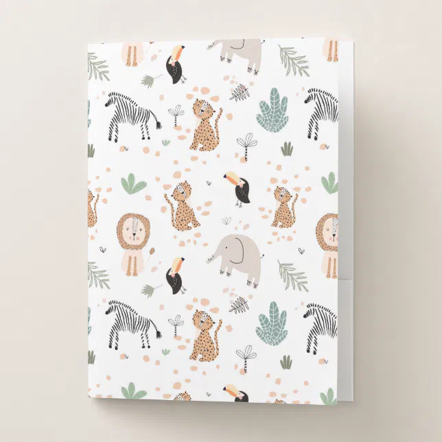Cute Jungle Rainforest Animals Pattern Pocket Folder | Zazzle