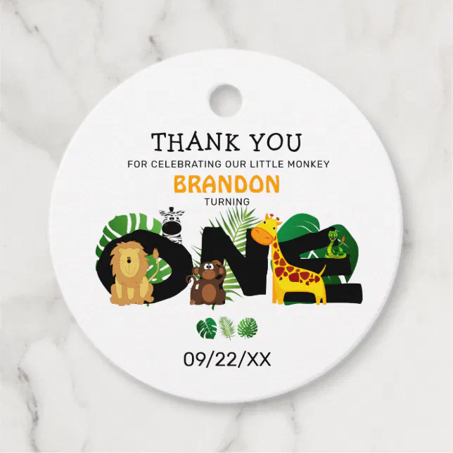 Cute Jungle Safari 1st Birthday Party Thank You Favor Tags | Zazzle