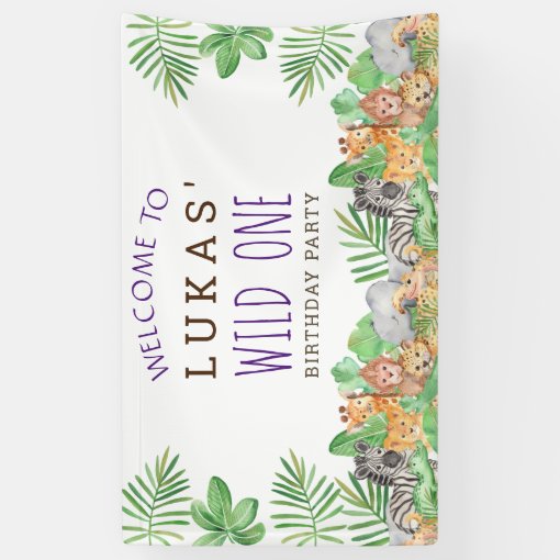 Cute Jungle Safari 1st Birthday Party Welcome Banner | Zazzle