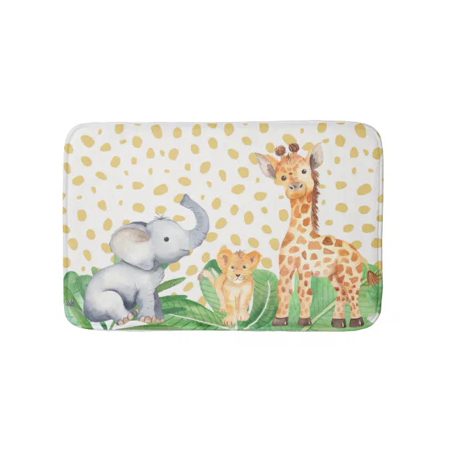 Cute Jungle Safari Animal Baby & Kids Bath Mat | Zazzle
