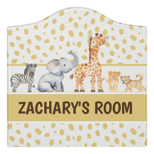 Cute Jungle Safari Animal Kids Room Door Sign | Zazzle