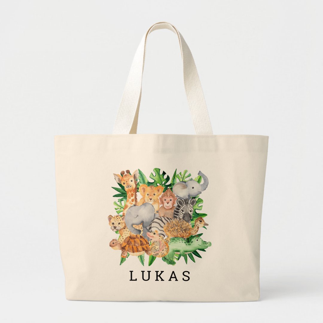 Cute Jungle Safari Animal Large Tote Bag | Zazzle