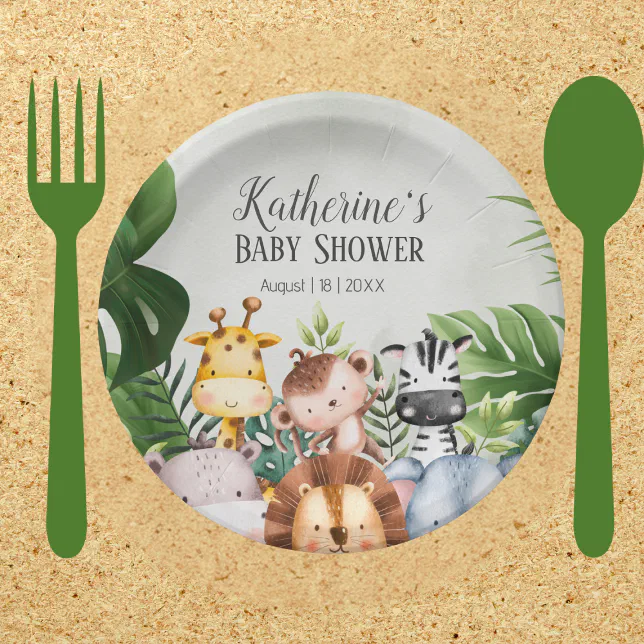 Cute Jungle Safari Animals Forest Paper Plates | Zazzle