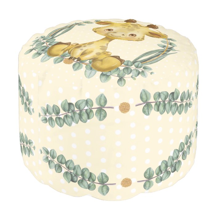 Cute Jungle Safari Giraffe Polka Dot Baby Nursery Pouf | Zazzle.com