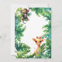 Cute Jungle Safari Tropical Animals Baby Shower Invitation | Zazzle