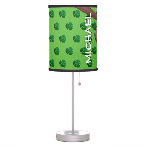 Cute Jungle Sloth Green Cartoon Rainforest Safari Table Lamp | Zazzle