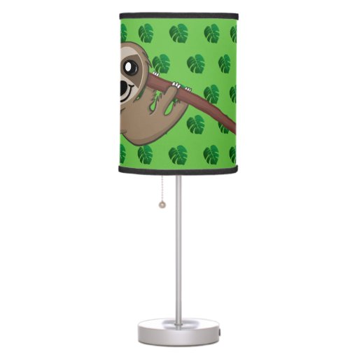 Cute Jungle Sloth Green Cartoon Rainforest Safari Table Lamp | Zazzle