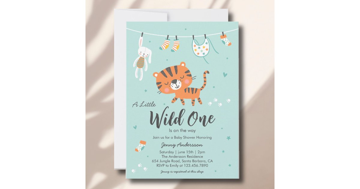 Cute Jungle Tiger Baby Shower Invitation | Zazzle