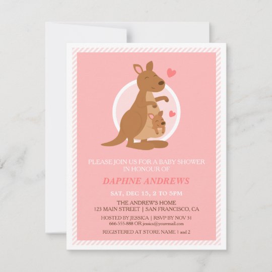 Cute Kangaroo Baby Shower Party Invitations | Zazzle.com