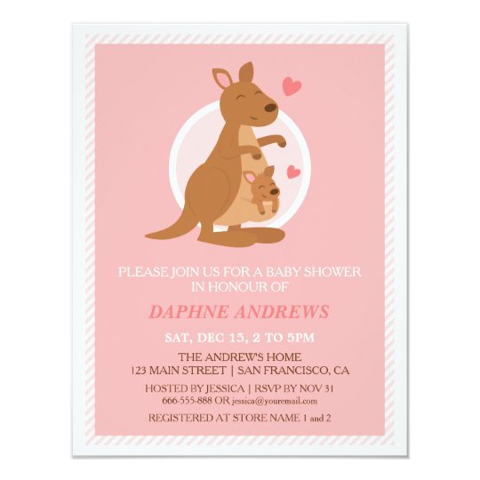 Cute Kangaroo Baby Shower Party Invitations | Zazzle.com