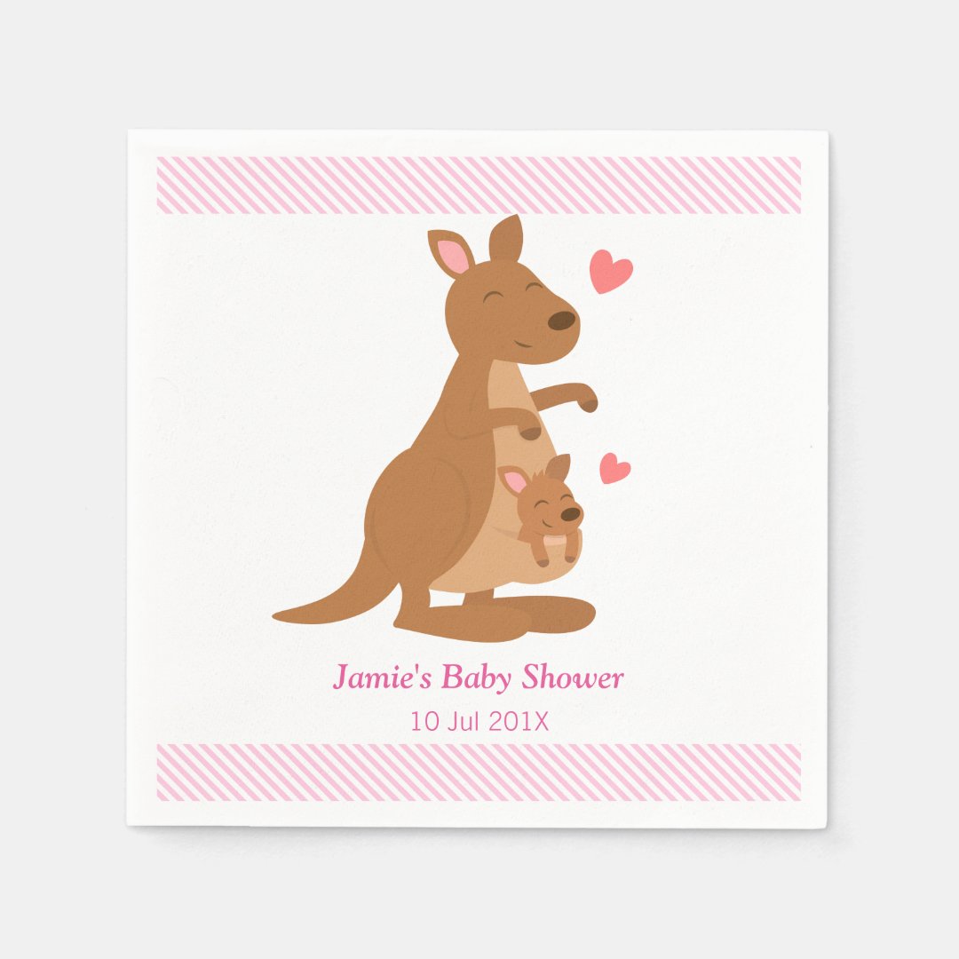 Cute Kangaroo Baby Shower Party Paper Napkins | Zazzle