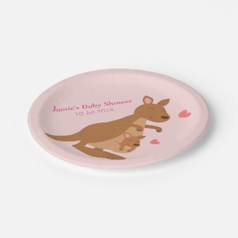 Cute Kangaroo Baby Shower Party Paper Plates | Zazzle