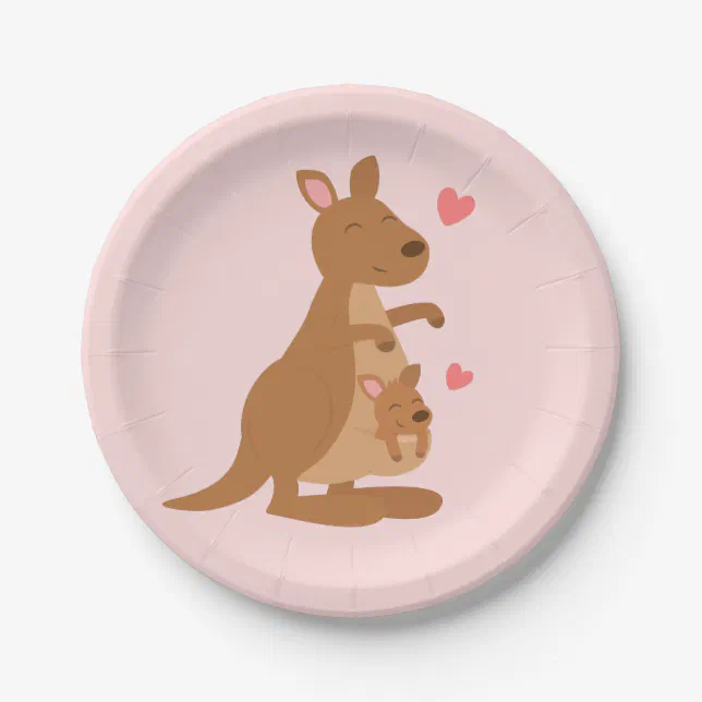 Cute Kangaroo Baby Shower Party Plates | Zazzle