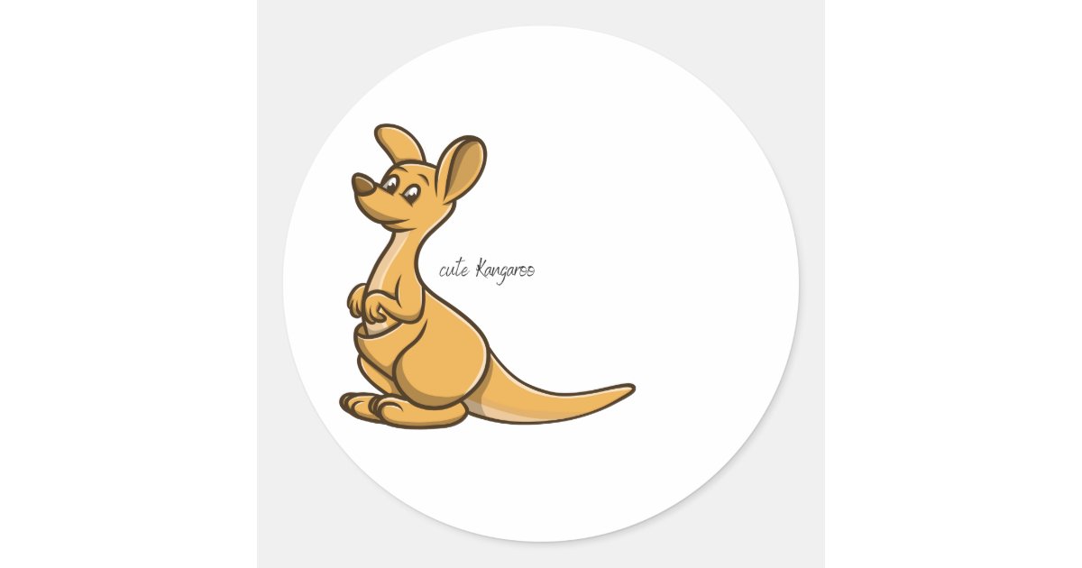 Cute Kangaroo text round sticker | Zazzle