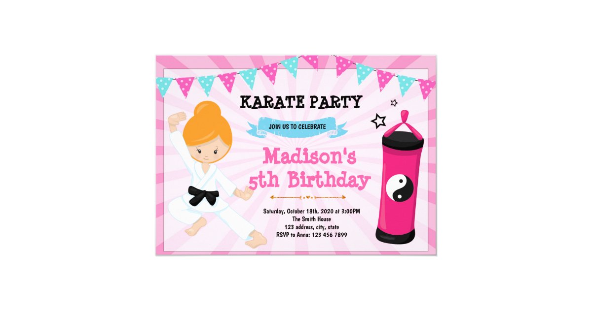 Cute karate birthday party invitation | Zazzle.com